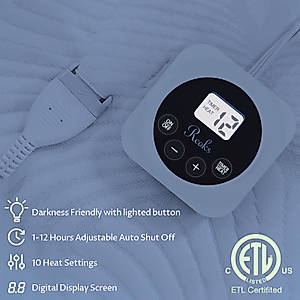 Full Size Electric Heated Mattress Pad 10 Heat Settings Single Control with Memory Timer for 1-12 Hours Auto Off, Lighted Button