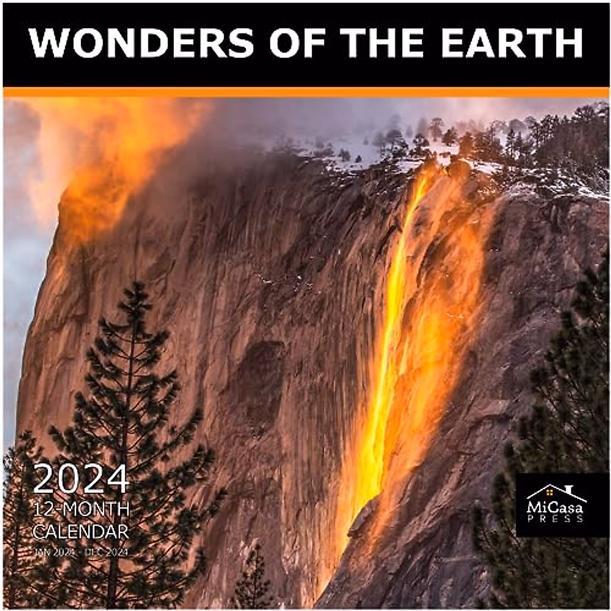 MICASA Wonders of the Earth 2024 Wall Calendar 12 Month | 12" x 24" Open | Thick & Sturdy Paper | Giftable | Calendar 2024