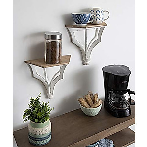 Kate and Laurel Corbett Distressed Wood Shelves, Set of 2, White and Rustic Brown, Farmhouse-Inspired Home Decor and Storage