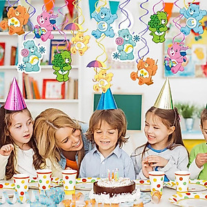 12Pcs Care Cute Bear Party Decoration Rainbow Bear Party Hanging Swirls Decoration for Girls' Cartoon Bear Theme Birthday Party Barnyard Party Supplies