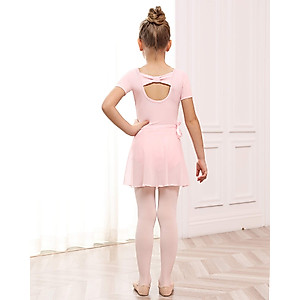 Stelle Girls Bow Back Dance Active Dress Ballet Leotard Combo with Dance Skirt and Dance Tight (Ballet Pink,85, 2-3T)