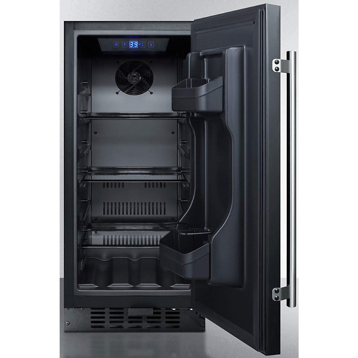 Summit Appliance ALR15B ADA Compliant 15" Wide All-refrigerator for Built-in or Freestanding Use with Digital Controls, LED Light, Right Door Swing, Lock and Black Exterior Finish