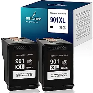 SAILNER 901 Black Ink Cartridges Remanufactured Ink Cartridge Replacement for HP 901 901XL 901 XL Black Ink use with HP OfficeJet 4500 J4500 Series J4580 J4680 Printer 2 Pack 901XL Ink Cartridges
