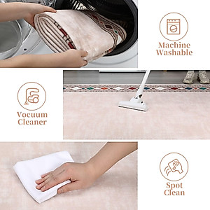 Fashionwu Area Rug 9x12 Non Slip Modern Rug Thin Machine Washable Rug No Shedding Large Rug with Low Pile for Living Room, Bedroom, Dining Room, Beige