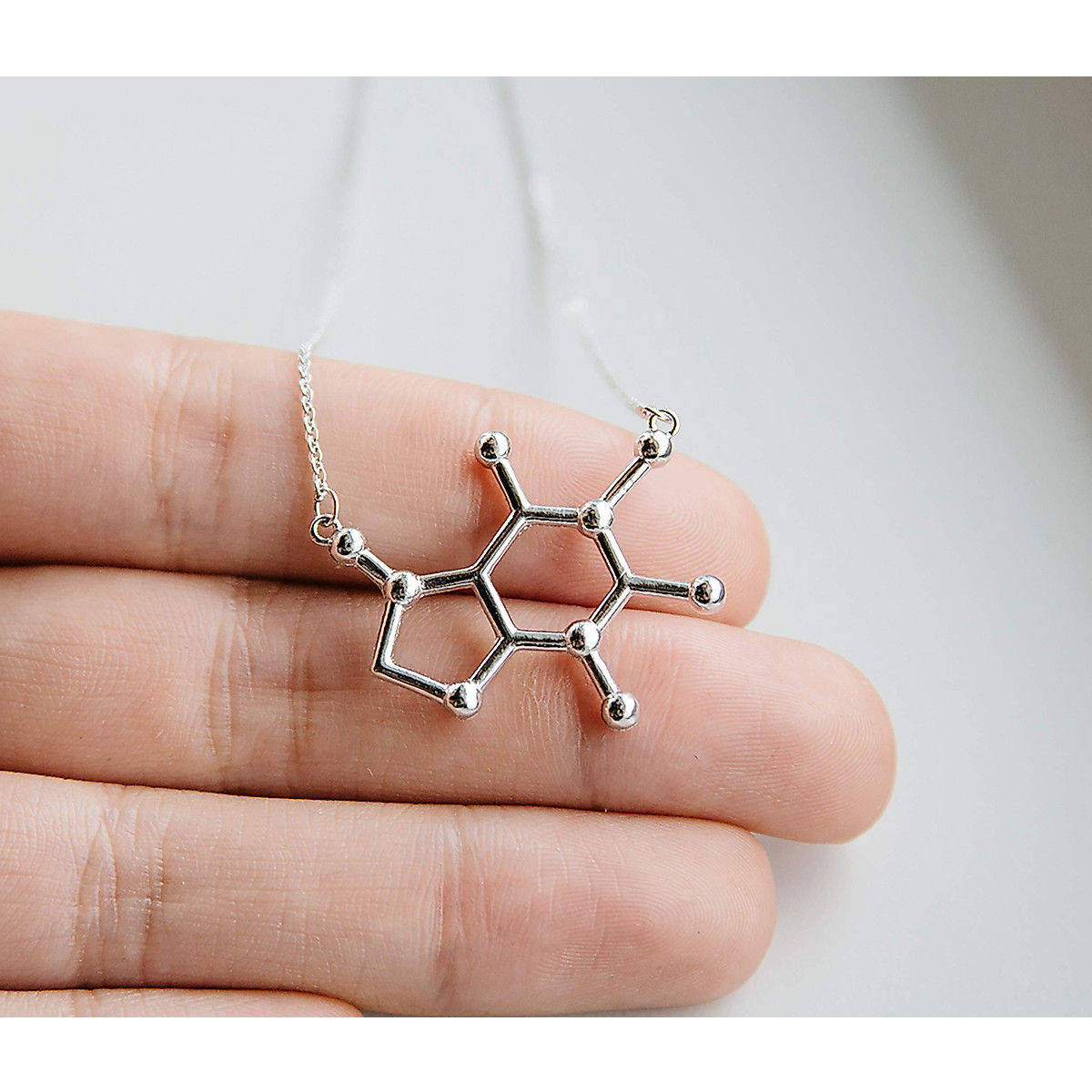Caffeine Molecule Necklace, 925 Sterling Silver, Coffee Necklace, Coffee Lover Jewelry for Women, Coffee Gifts for Women, Coffee Lovers Gifts