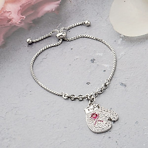 HOLLP Breast Cancer Awareness Bracelet Fight The Cancer Recovery Jewelry Cancer Survivor Gift for Women (Rose Red-S)