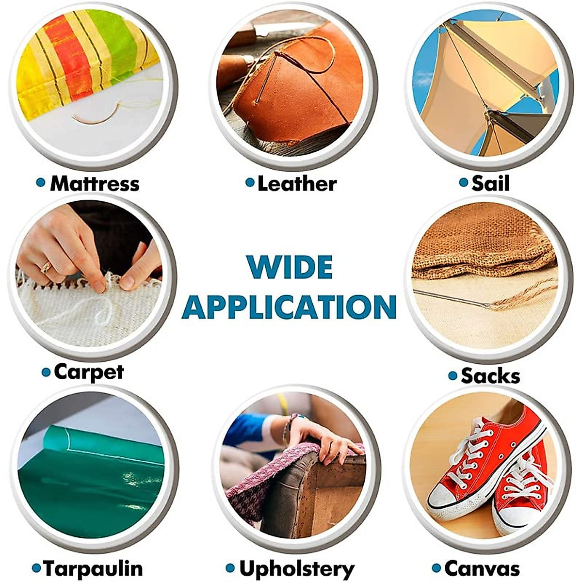 Heavy Duty Hand Sewing Needles Set - 12 Needles for Upholstery, Leather, Carpet Canvas Repair