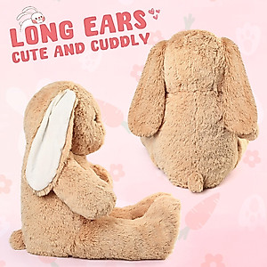 BenBen Bunny Stuffed Animal, 36" Jumbo Soft Rabbit Plush Toy, 3FT Lop-Eared Brown Bunny Plushie