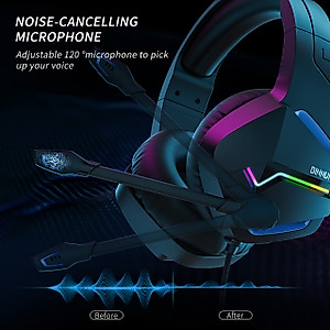 BINNUNE Gaming Headset with Microphone for PS4 PS5 Xbox One PC PlayStation 4 Xbox 1 Game Audifonos Gamer Headphones with Mic (3.5MM)