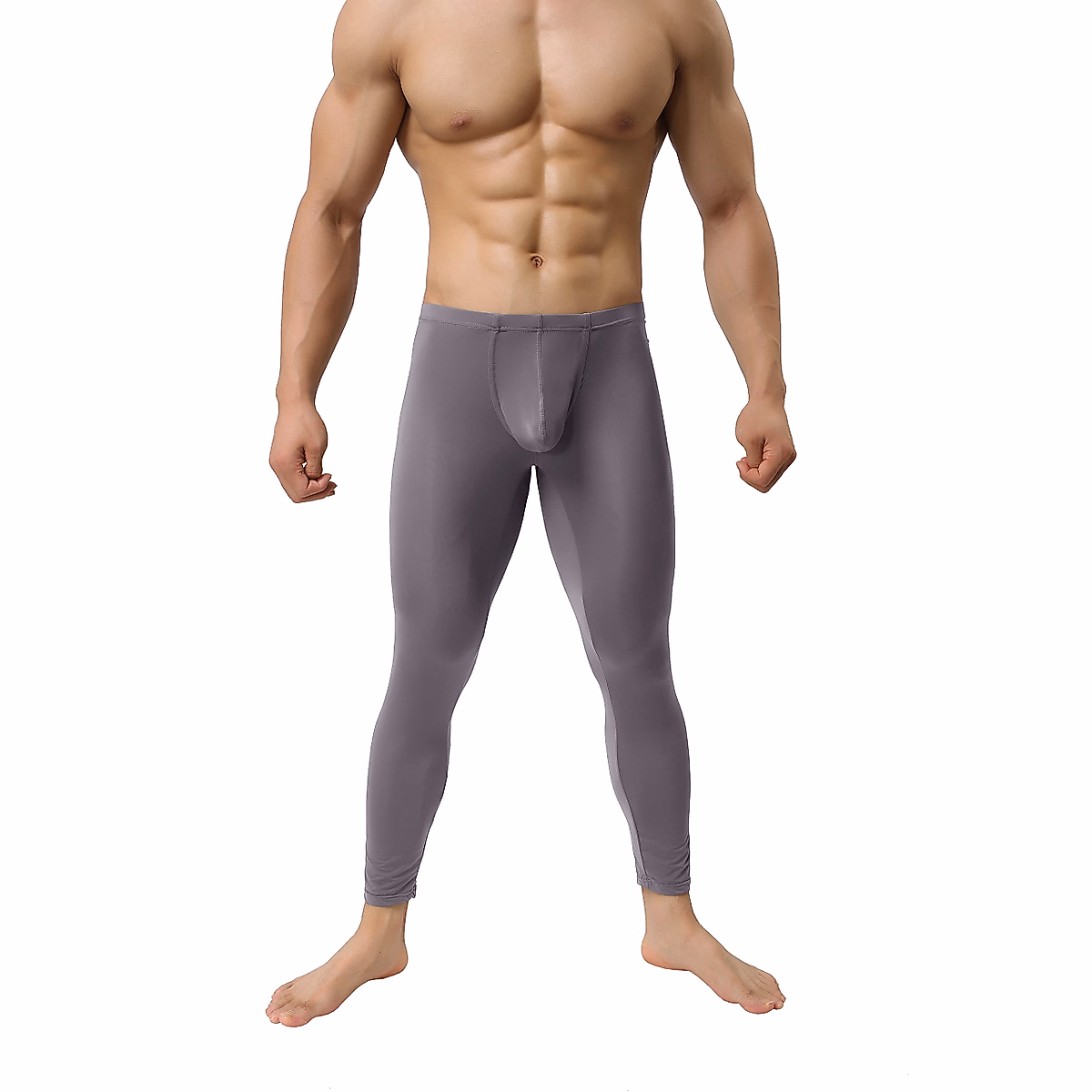 IYUNYI Mens Thin Ice Silk Compression Baselayer Thermal Long Johns Underwear Gray
