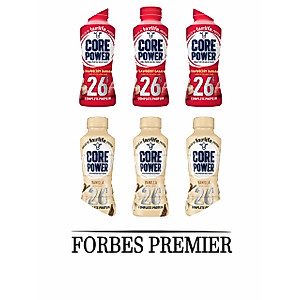 Fairlife Core Power High Protein Milk Shake, Natural Flavor Ready to Drink Protein Shake, The best Strawberry Protein Shakes, 14 fl oz , 26gm (Strawberry Banana/ Vanilla flavor, Pack of 6 Bottles) protein, beverages, strawberries,
