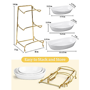 Yedio Fruit Bowls for Kitchen Counter, 3 Tier Ceramic Fruit Basket with Serving Bowls Metal Stand, Tiered White Porcelain Bowls for Fruit Vegetable Storage, Snack, Nuts, Cake, Dessert