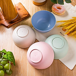 Zubebe Unbreakable Cereal Bowls 24 oz Reusable Lightweight Bowl Dishwasher Microwave Safe Bowl Sets for Eating Rice Soup, Pink, Green, Blue, Beige (Set of 24)