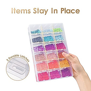 QUEFE 5 Pack 36 Grids Clear Plastic Organizer Storage Box Container, Craft Storage with Adjustable Dividers for Beads, Art DIY, Crafts, Jewelry, Fishing Tackle with Label Stickers
