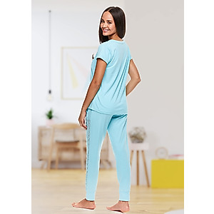 U.S. Polo Assn. Womens Pajama Set with Pockets - Short Sleeve Shirt and Pajama Pants Pj Set Mint Heather Medium