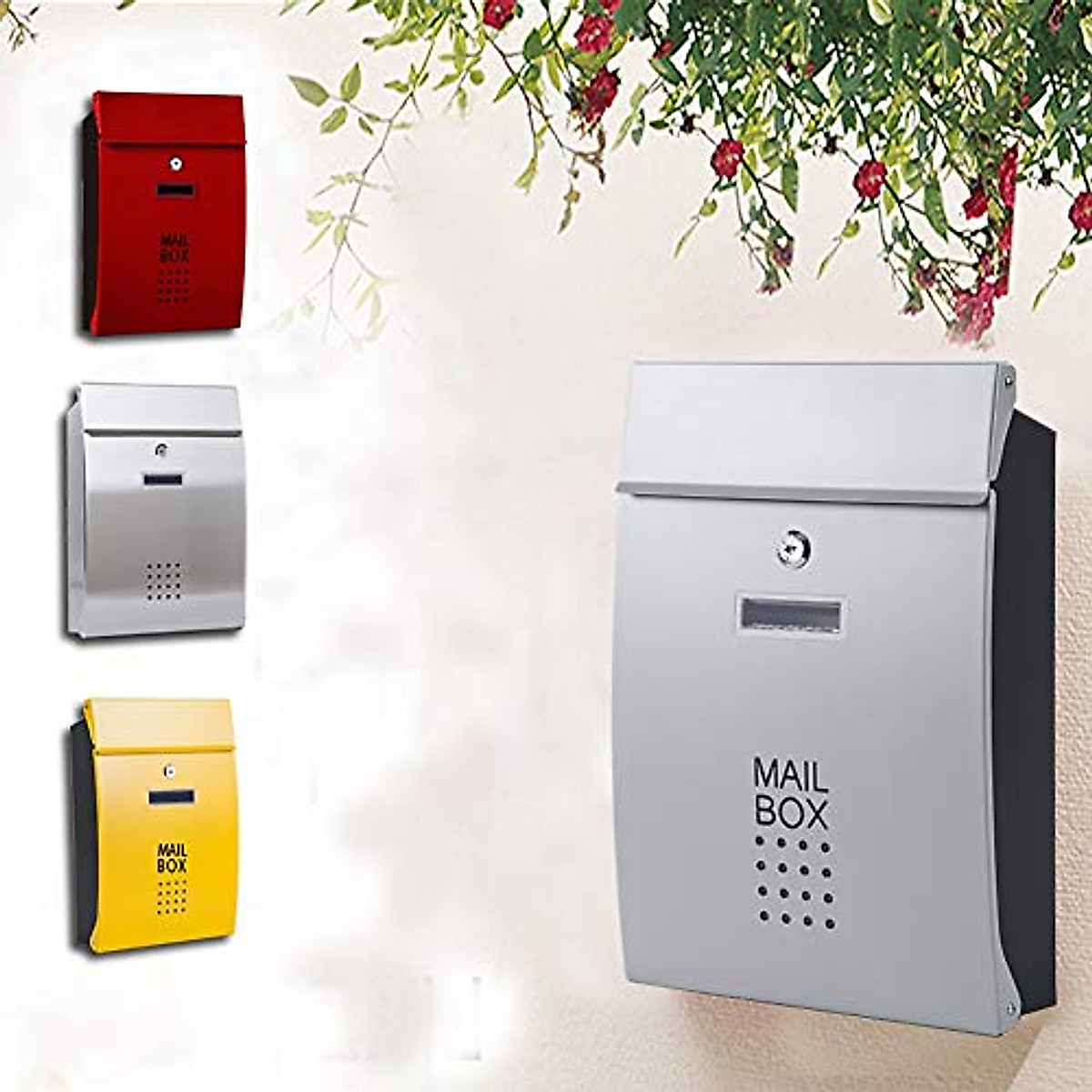 LIRONGXILY Mailboxes Wall-Mount Mailboxes Mailbox Outdoor Wall-Mounted European Villa Outdoor Community Household Mailbox Stainless Steel Mailbox Complaint Suggestion Box (Color : Silver)