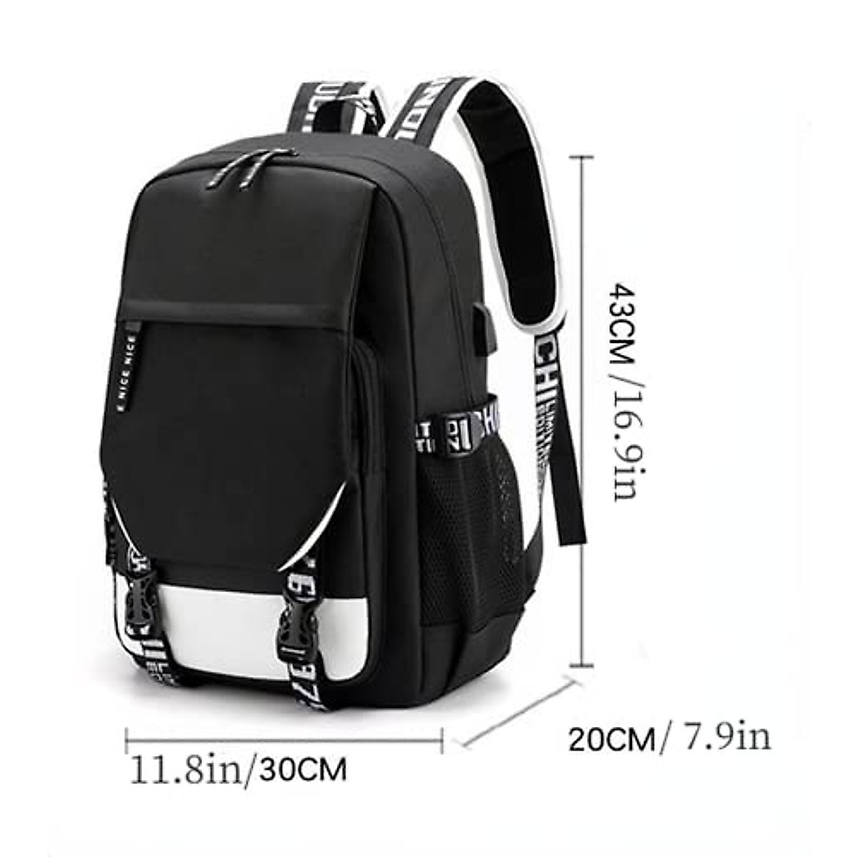 HUIHSVHA Anime Backpack, Large Capacity School Laptop Bag with USB Charging Port, Casual Travel Daypack For Adult Youth