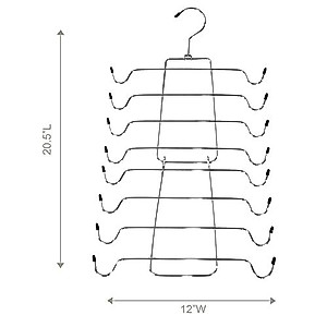 Home-X Space-Saving Bra Hanger Organizer for Closet, Polished Chrome Hanging Bra or Camisole Storage Rack, Storage Solutions for Small Spaces, Set of 2, 20 ½” L x 12" W