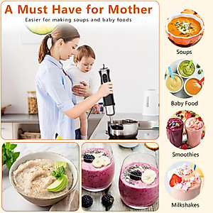 ZJRC Immersion Hand Blender, 1000w,12 Speed &Turbo Mode, 5-in-1 Copper Motor Immersion Blender,Stainless Steel Handhled Blender with 500ml Chopper,600ml Mixing Beaker,Milk Frother,Whisk (black)