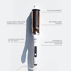 Kristin Ess Hair 2 Inch Titanium Curling Iron for Big Blowout Waves + Volume-2” Salon Professional Wide + Large Barrel Curling Iron - Auto Shut-Off - Smooth+Shiny Loose Waves for Medium to Thick Hair