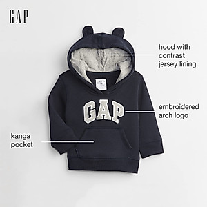 GAP baby boys Logo Pullover Hoodie Hooded Sweatshirt, True Black V2 2, 3T US