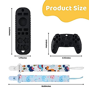 THOOKE Remote Teether for Baby, 2Pcs Silicone Teething Toys for Infant Toddler 0-12 Months, Game Control Chew Gel Gifts for Newborn Kids/Boy/Girl, BPA Free Freezable Relief Molars Gums Pain