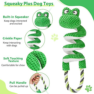 Letsmeet Interactive Squeaky Dog Toys with Pull Rope, Large Dog Tug of War Toy, Plush Puppy Chew Toys for Dental Health, Great for Small, Medium and Big Dogs