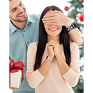 OULRAEFS Apple Watch Band with Charms (iWatch Bands Included) Compatible with Apple Watch Bands 38mm 40mm 41mm Series 8 7 SE 6 5 4 3 2 1 Floral Engraved Silicone Bands with Decorative Ring Loops Accessories, Pink