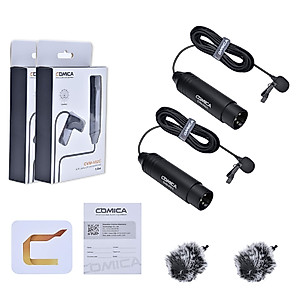 comica CVM-V02C XLR 48V Phantom Power Cardioid Lavalier Microphone,with Lapel Clip and Wind Muff,Lapel Mic for Camera Canon Sony Panasonic Camcorders Video Recording Interview YouTube