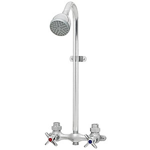 Speakman SC-1220-AF Commander Vandal Resistant Industrial Exposed Shower with Cross Handles – 2 Handle Shower Faucet with Hot & Cold Water Indexing, Polished Chrome