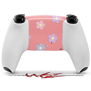 WraptorSkinz Skin Wrap compatible with Sony PS5 DualSense Controller Pastel Flowers on Pink (CONTROLLER NOT INCLUDED)