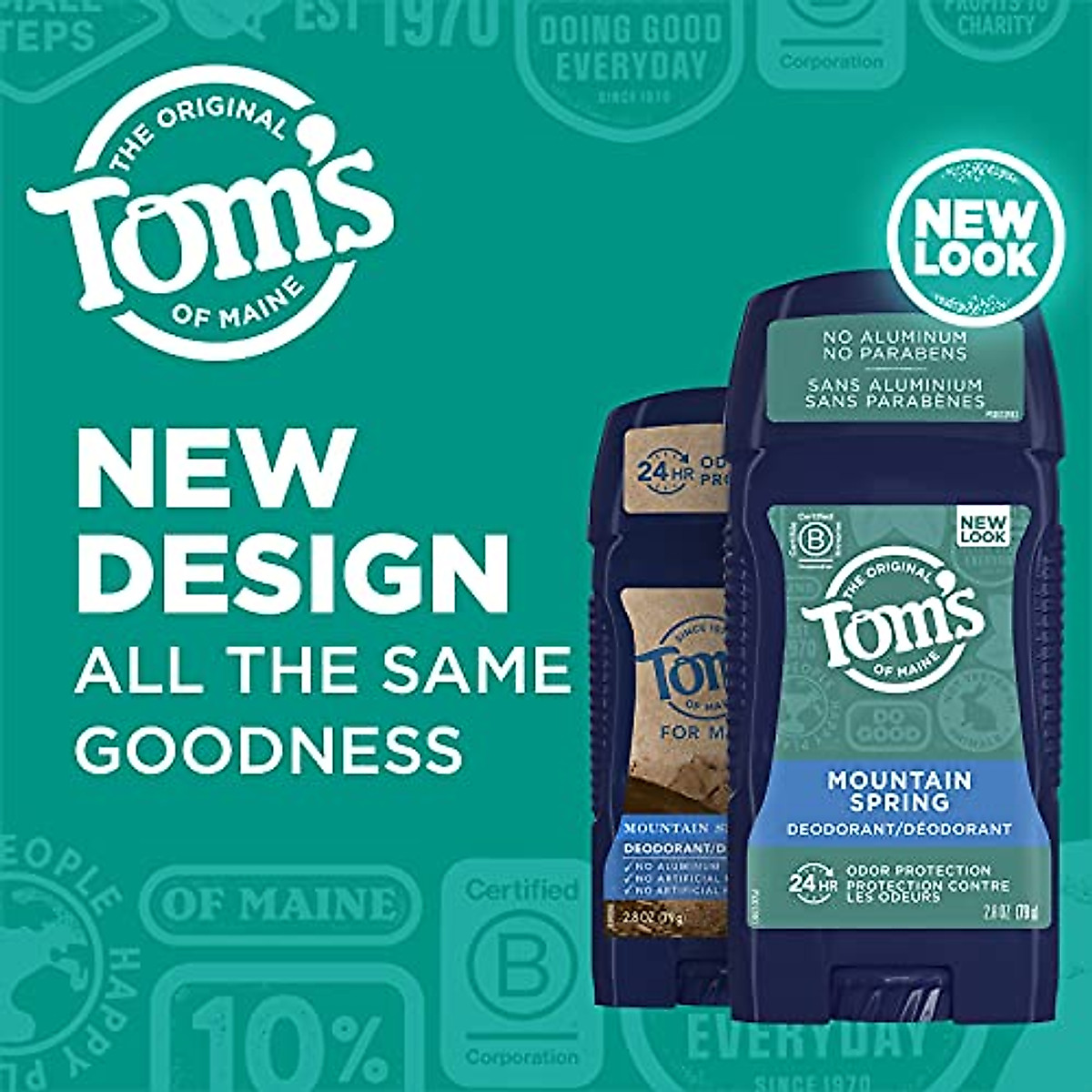 Tom's of Maine Long-Lasting Aluminum-Free Natural Deodorant for Men, Mountain Spring, 2.8 oz. 3-Pack (Packaging May Vary)