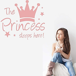 Maydahui 2PCS Wall Sticker The Prince/Princess Sleep Here 12.6 Inch Little Crown Star Art Quotes Wall Decal Decor for Living Room Bedroom