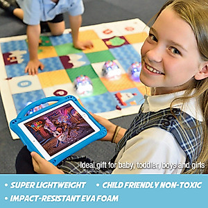 ProCase Kid Case for iPad 9.7 6th 5th 2017 2018/ iPad Air 2 Air 1/ iPad Pro 9.7 2016 for Boys Girls, Shockproof Lightweight Rugged Cover Full Protective Case with Handle Kickstand -Blue