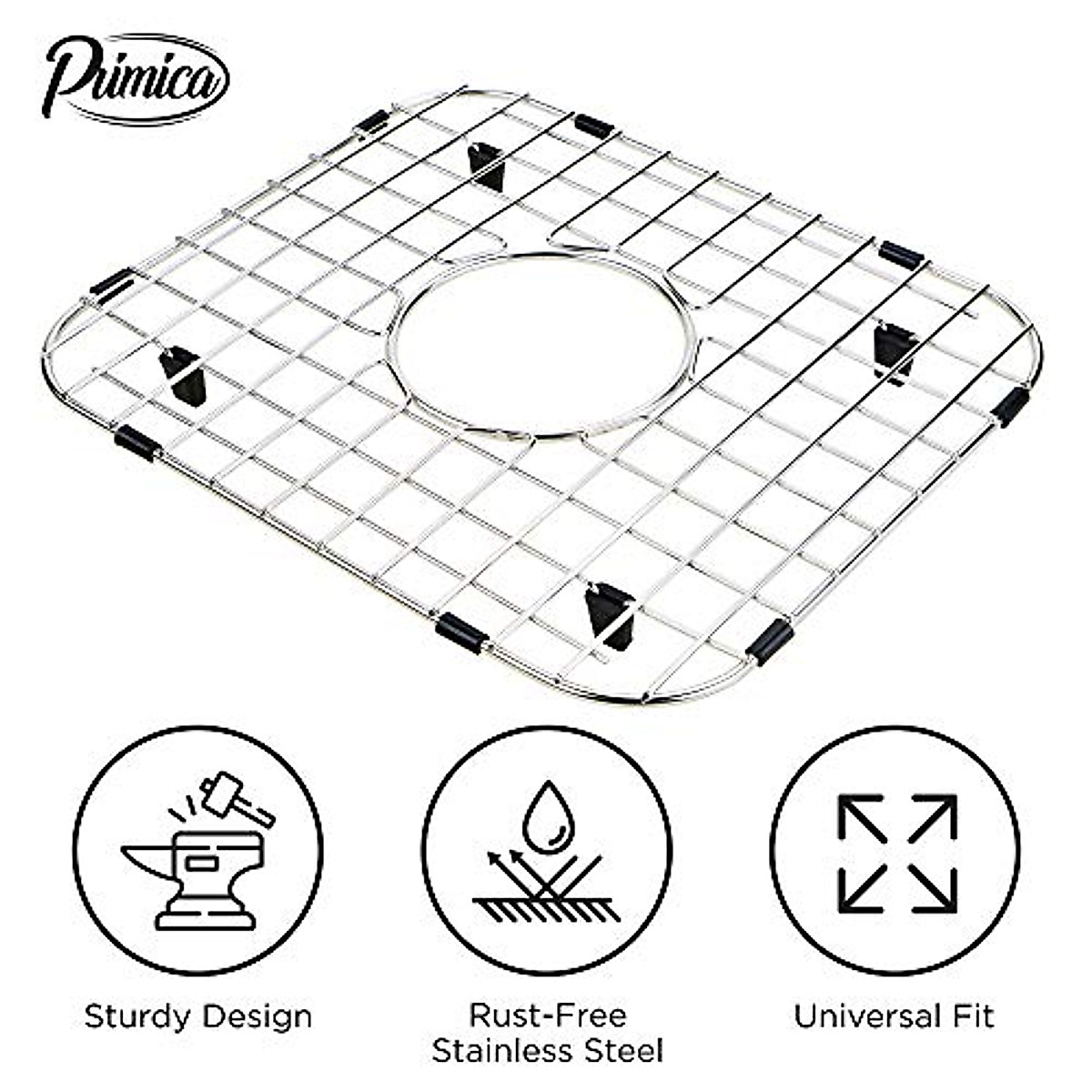 Sink Protectors for Kitchen Sink - 13 5/8 in x 11 5/8 Stainless Steel Sink Grid 2pcs Set - Kitchen Sink Protector Center Drain Hole - Rust-Resistant Metal Accessories