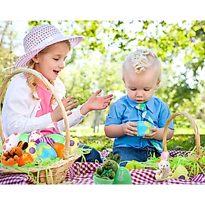 Sumind 48 Pieces Easter Eggs DIY Prefilled with Plush Animals, 3 Inch Plastic Easter Eggs with Stuffed Animals for Easter Party Hunt Game Basket Surprise Bunny Animal Toys(Bunny)