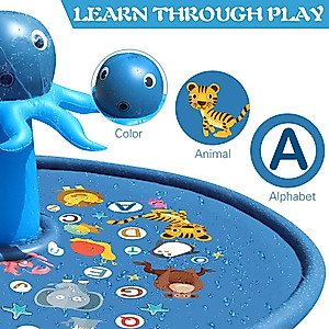 Blasland Splash Pad for Kids, Octopus Sprinkler for Toddlers, 67" Inflatable Summer Water Toys, Wading Kiddie Pool, Baby Pool, Outdoor Play Mat for 2 3 4 5 6 7 8 Years Old Boys Girls