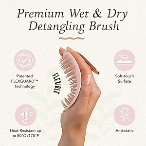 Manta Hair Hairbrush - Fully Flexible Hair Brush - Gentle Brush That Helps Prevent Hair Breakage - Scalp Care Massager and Detangler (Pink-Rose)