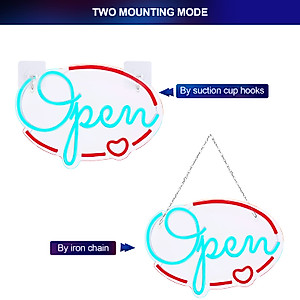 FITNATE Open Sign for Business, 16"x 12" Brightness Adjustable Neon Open Sign USB Powered Ultra Bright Led Light Sign for Window Bar Store Party Decor