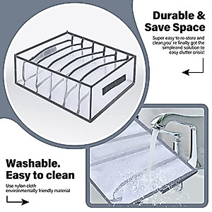 Hodeuineer Wardrobe Clothes Organizer for Bra,6 Grid Foldable Drawer Organizers For Clothing,Oversized Space Underwear Organizer(2Pack,Grey)