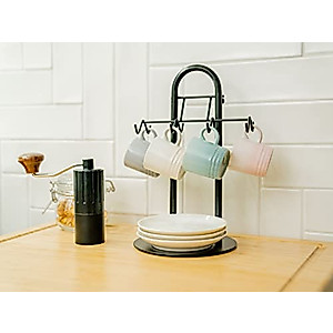 ikloo Metal Small Coffee Cup Stand, Tabletop Coffee Cup Rack Holder, Drying Display Rack, Coffee bar Accessories, Kitchen Counter Organizer, Tea Cup Rack Stand, Cup Rack for Counter Black.