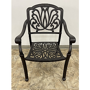 Elizabeth Outdoor Cast Aluminum Patio 9 pcs Dining Set with 64" Square Table and 8 Stationary Chairs Antique Bronze (Olefin Walnut Cushion)