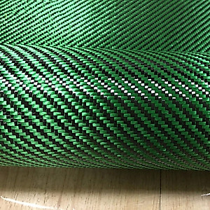 GatherTOOL 100cm*50cm Green Carbon Aramid Fiber Hybrid Fabric Cloth 3K Carbon Fiber Green Aramid Fiber 190gsm 0.2mm Thickness