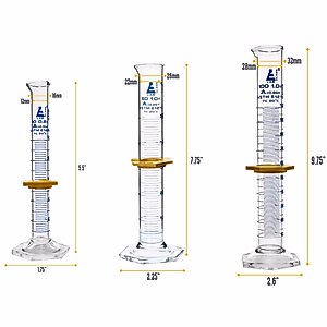 Chemistry Lab Glassware Set, 9 Pieces - Includes 3 Beakers, 3 Erlenmeyer Flasks & 3 ASTM, Class A Graduated Cylinders - Borosilicate 3.3 Glass – Eisco Labs