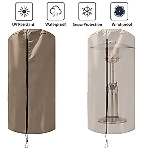 Heavy Duty Tabletop Heater Cover, 38'' H x 24'' W x 24'' D Round Stand-Up Patio Heater With Table Cover-420D Oxford Silver Coated Fabric Waterproof & Dustproof for All Weather Protection (Brown)