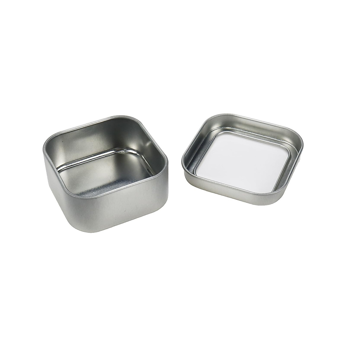 Coshar 10pcs Square Metal Storage Organizer Mini Tin Box with Clear Window Lids for Candy, Candles, Lip Balms and Solid Perfumes (Silver)