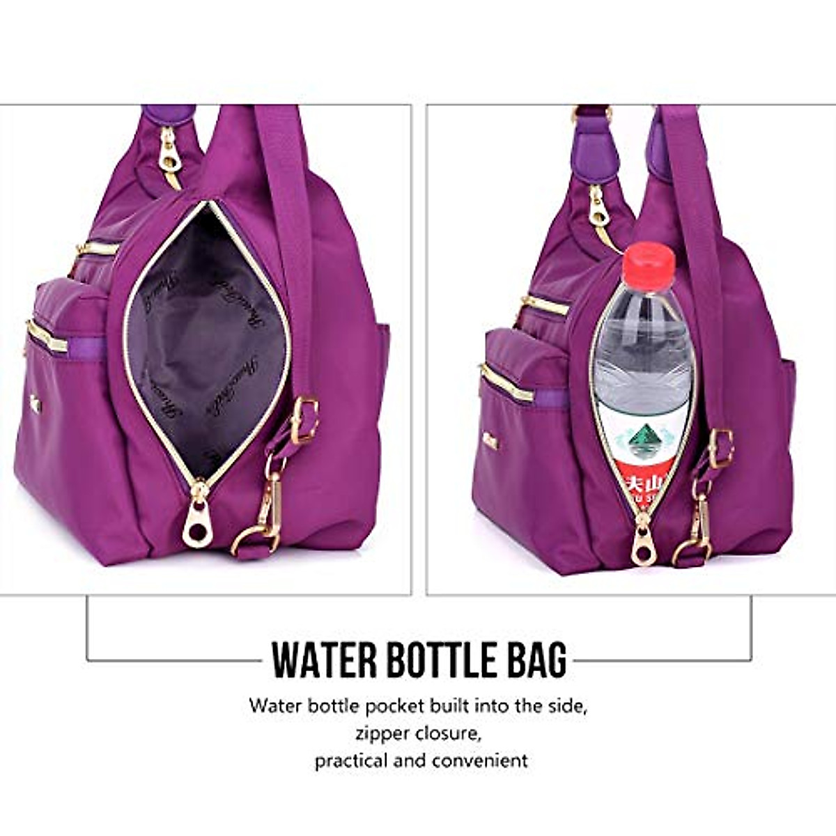 Alovhad Multi-Pocket Crossbody Bag for Women Convertible Nylon Shoulder Bag Travel Backpack Purse