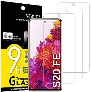 NEW'C [3 Pack] Designed for Samsung Galaxy S20 FE / S20 FE 5G, Screen Protector Tempered Glass, Anti Scratch, Bubble Free, Ultra Resistant