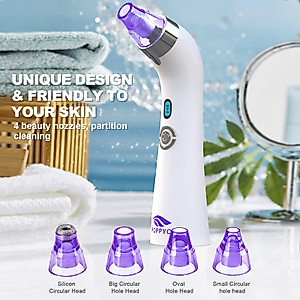 Blackhead Remover, POPPYO Blackhead Vacuum, Electric Facial Vacuum Cleaner, Pore Vacuum Extractor Tool, Comedo Removal Beauty Suction Device for Women(Purple)
