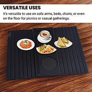 Bamboo Couch Arm Tray Table Clip-On Foldable Sofa Armrest Tray for Drinks, Snacks - Anti-Slip Design for Wide Couches and Small Spaces